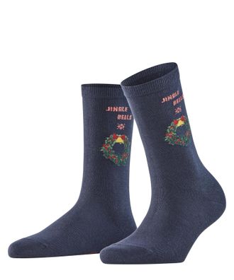 Burlington Damen Socken Jingle Bells W So Baumwolle gemustert 1 Paar, Blau Marine 6120, 36-41