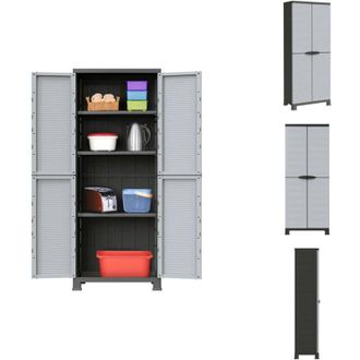 vidaXL Kunststoffschrank 68x39x171,5 cm - Aufbewahrungsbox - Garderobe - Werkzeugschrank - Regal - Grau