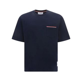 Thom Browne Oversized T-Shirt mit Tasche - - Tops - Herren - Blau - L
