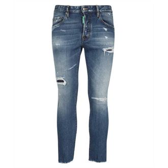 Dsquared2 Skater Jeans Mit Gr&uuml;nem Badge, Blaue Jeanshose