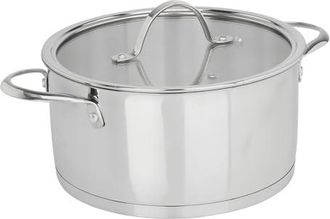 Sitram 711463 Kochtopf Charleston aus Edelstahl, professionelle Qualität, Ø 24 cm, Höhe 12 cm, mit Dampfdeckel aus Glas, für alle Herdarten einschließlich In