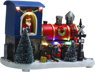 DOITOOL LED Weihnachtszug Dekor Vintage Modell mit Bunten LED Lichtern Sichere Materialien Tisch und Festtagsdekoration f&uuml;r Party und B&uuml;ro