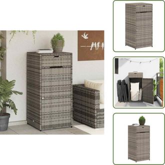 vidaXL The Living Store Gartenschrank Grau 55x55x111 cm Poly Rattan - Outdoor-Schrank - Gartenschrank - Stauraum - Gartenorganisation - Polyrattan