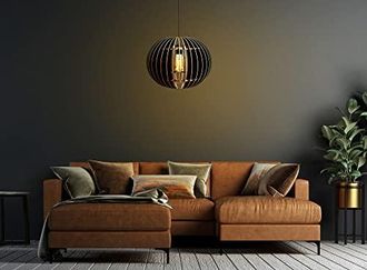 Opviq Elegant Black Big Sphere Chandelier, Adjustable Height 70 cm, MDF Body, E27 Socket Max 40W | Scandinavian Design for Modern Spaces