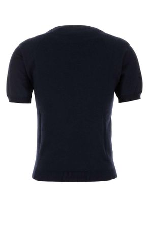 Miu Miu Womens Virgin Wool Sweater Navy Bleu