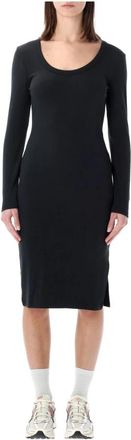 Nike Sportswear Chill Knit Tight Langarm Midi Mini-Rippkleid - - Sport - Damen - Schwarzk - L