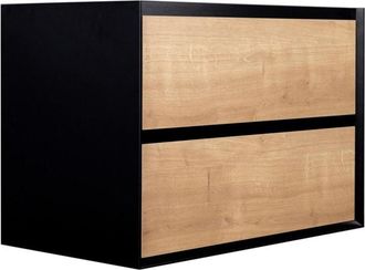 Vente-Unique Vente-unique - Meuble sous vasque suspendu coloris naturel et noir - 80 cm - lannick