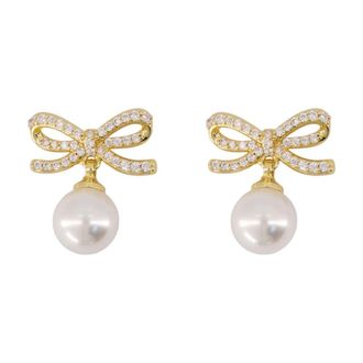 Self Portrait Womens Bow Pearl Earrings Self Portrait Metal Gold Jewelry-Watches