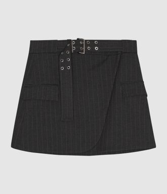 Ganni Jupe Courte Stretch Stripe Tailoring Phantom