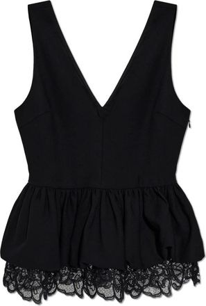 Rotate Top mit Spitzenbesatz - - Tops - Damen - Schwarzk - M