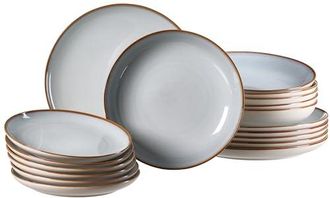 Ritzenhoff & Breker Portofino Teller-Set 18-teilig, Kombiservice mit Farbverläufen, Je 6x Speise- / Suppen- und Dessertteller, Skandinavisches Design mit Reaktivglasur, S