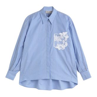 Ermanno Scervino Femme, Blouses et Chemises, Bleu, Taille: 36 FR Chemise Ray&eacute;e en Dentelle