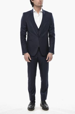 Corneliani CC COLLECTION Dreiteiliger Anzug aus reiner Schurwolle Corneliani