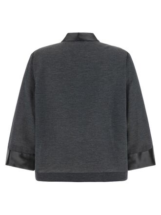 PESERICO Lyocell Jersey with Contrasting Satin Shirt - charcoal