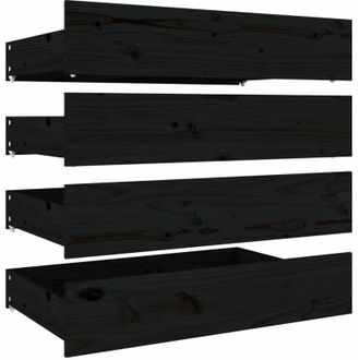 vidaXL Tiroirs de lit 4 pcs Noir Bois de pin massif