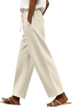 Generico Femmes Pantalon de surv&ecirc;tement Taille Haute Pantalon Long Jambe Large Athl&eacute;tique Pantalon Avec Poches &Eacute;l&eacute;gant Sport Confortable Pantalon D&eacute;contract&eacute; P