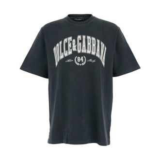 Dolce & Gabbana Baumwoll-T-Shirt mit Print - - Tops - Herren - Grau - M