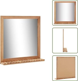 vidaXL Vidaxl - Miroir de salle de bain 60 x 12 x 62 cm Bois de noyer massif - Miroir Salle De Bain - Miroir D&eacute;coratif - Miroir Avec &Eacute;tag&egrave;re - Miroir Bois