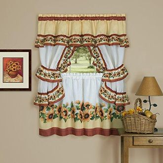 Achim Home Furnishings Black Eyed Susan Fenster Vorhang Cottage Set, 144,8 x 91,4 cm, Spice, 144,8 x 91,4 cm