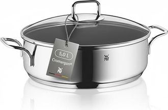 WMF Schmorpfanne 28 cm hoher Rand, Br&auml;ter Induktion, Schmortopf mit Deckel 5,0l, Pfanne Induktion, Cromargan Edelstahl beschichtet, backofengeeignet, anti