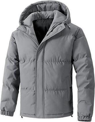 Generic Doudoune &agrave; capuche pour homme - Veste dhiver chaude et &eacute;paisse en coton coupe-vent - Grande taille d&eacute;contract&eacute;e, gris, 7XL