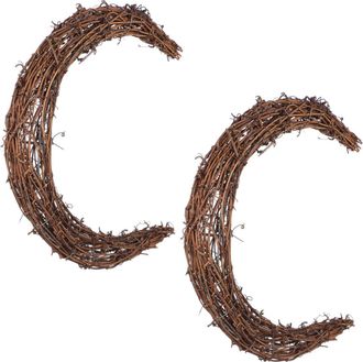 Garneck 2 Stück Teiliges Mondförmiges Rattan-Kranz DIY Rahmen Natürlicher Smilax Weinreben Halbmond Kranz für Weihnachts Saisonale Wanddekoration Handgefertig