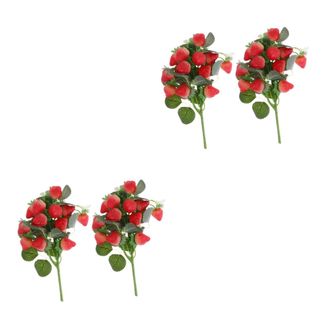 Cabilock Coksdupid K&uuml;nstliche Erdbeerzweige f&uuml;r Die Feiertage 2 Sets Realistische Erdbeerpflanzen-Dekoration Einfaches Blumenarrangement 2 St&uuml;ck