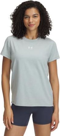 Under Armour Haut à Manches Courtes UA Rival Core pour Femme, Vert silice / / Blanc, M