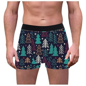 Generic Boxer de No&euml;l pour homme, respirant, avec imprim&eacute; amusant, sous-v&ecirc;tements confortables et doux, style r&eacute;tro, &eacute;l&eacute;gant, ajustement id&eacute;al pour le quotidi