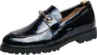 Generic Chaussures habill&eacute;es daffaires pour homme avec sangle de moine classique verni sans lacets, mocassins &agrave; bout rond, chaussures en cuir &agrave; talon bloc ant