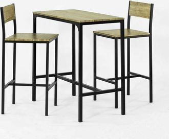 SoBuy Ensemble table de bar + 2 chaises, Set de 1 Table + 2 Chaises, Table haute cuisine Sobuy OGT03-N