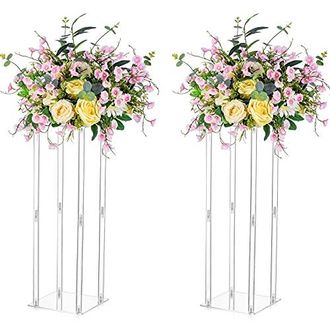 Nuptio Nuptio 2 Pi&egrave;ces Centres Table Mariage Vases Acrylique 60cm Haut Vase &Agrave; Fleurs Support Fleurs pour Tables F&ecirc;te D&eacute;corations &Eacute;l&eacute;gantes Vrac Table D&eacute;corat