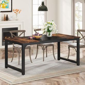 Tribesigns Tribesigns Table &agrave; Manger, 160 x 80 x 75 cm, pour 4-6 Personnes, Table de Salon, Bureau, pour Salle &agrave; Manger Industriel, m&eacute;tal Robuste, Marron