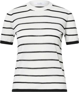 Max Mara Femme, Tops, Blanc, Taille: 38 FR T-shirt ray&eacute; en cachemire et soie