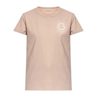 Moncler T-Shirt mit gesticktem Logo - - Tops - Damen - Rosa - M