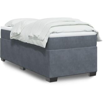 vidaXL Boxspringbett mit Matratze Dunkelgrau 90x200 cm Samt Vidaxl