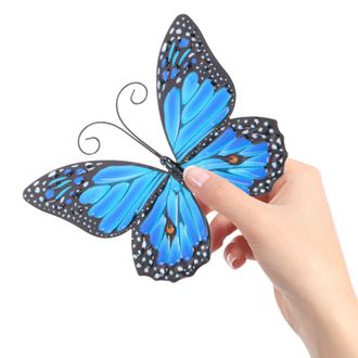 Amosfun Eisen Wanddeko Schmetterling Klein Blau Metall Wandanh&auml;nger f&uuml;r Garten Balkon Hauswand Dekoration Langlebig