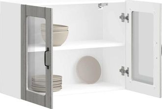 vidaXL Küchen-Hängeschrank mit Glastür Lucca Grau Sonoma Holzwerkstoff Vidaxl