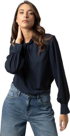 Kocca Femme, Blouses et Chemises, Bleu, Taille: 44 FR Chemisier soyeux &agrave; manches longues et sans col