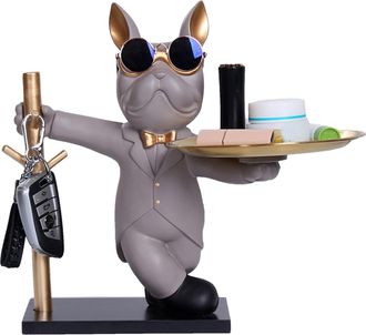 Generico Bulldoggen-Tablett - Teller für Hundefiguren, Tablett aus Kunstharz des Butlers, Organizer für Süßigkeiten von Catchall, dekorativer Aufbewahrungsscha