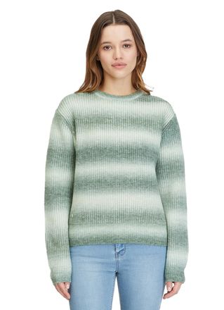 Ragwear Damen Stickpullover Fifina Pullover Strick O-Neck Rundhals gestreift (DE/NL/SE/PL, Alphanumerisch, M, Regular, Regular, Dusty Green)