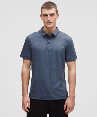 lululemon Evolution Kurzarm-Poloshirt f&uuml;r M&auml;nner - Gr&ouml;&szlig;e 2XL in Heathered Nautical Navy