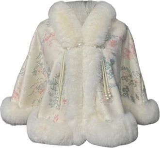 Generic Poncho Femme Hiver Chaud Chale Femme Hiver Chaud Cape Femme Effet enveloppant Cape &Eacute;l&eacute;gante Style Qipao Doubl&eacute;e &Eacute;paisse Polyvalente Automne-Hiver