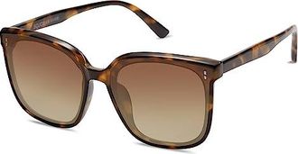 Sojos SJ2157 Lunettes de soleil unisexes effet miroir r&eacute;tro vintage grand carr&eacute; noir cool classique rectangulaire protection UV400 lunettes unisexes, marron