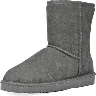 Dream Pairs Bottes pour Femmes Confortable Chaussons en Daim à Lacets Bottines de Hiver Durable et Chaud FuzzyClassic Mid Botte,Size 44,Gris,Shorty_New