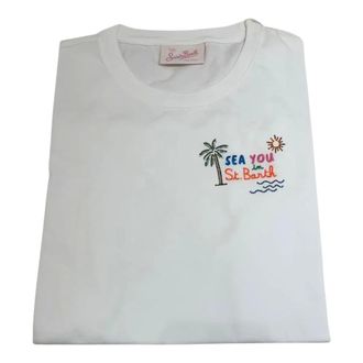 Saint Barth Femme, Tops, Blanc, Taille: 42 FR T-shirt manica corta scritta Sea You In St. Barth