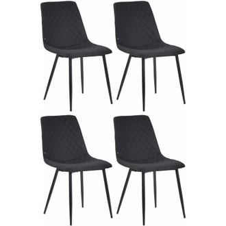 Clp Lot de 4 chaises de salle à manger Telde en tissu avec Piètement en Métal noir mat Noir