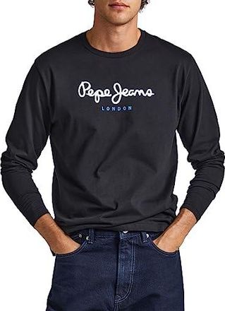 Pepe Jeans London Eggo - T-shirt - Imprimé - Manches longues - Homme - Noir (Black) - Small (Taille fabricant: S)