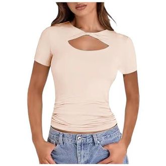 Generic Xy Demi-chemises pour femmes 2025 minceur, athl&eacute;tique, mignon, ample, coupe ample, d&eacute;contract&eacute;, &agrave; manches courtes, coupe ample, tendance, pour l&eacute;t&eacute;, b