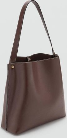Mango Sac seau d&eacute;tails m&eacute;talliques marron - Femme - Taille unique - MANGO